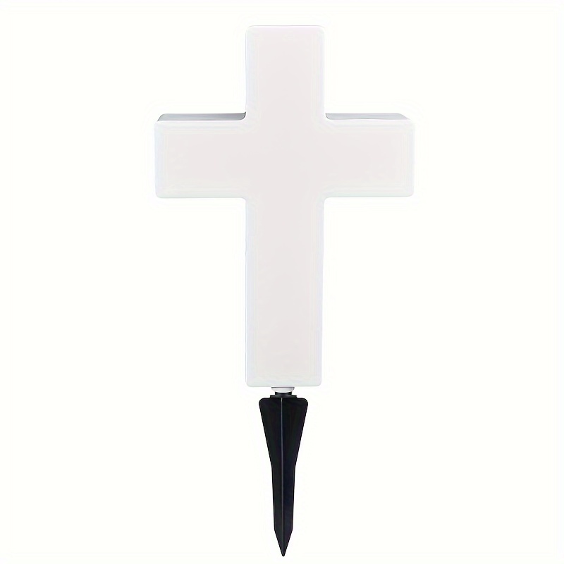 Solar Cross Grave Light White Plastic Illuminated Cross for Cemetery ...