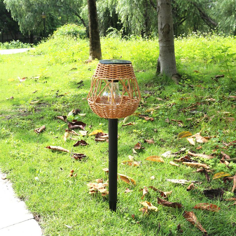 Solar Rattan Ground Stake Light Garden Lawn Lamp Outdoor Solar ...