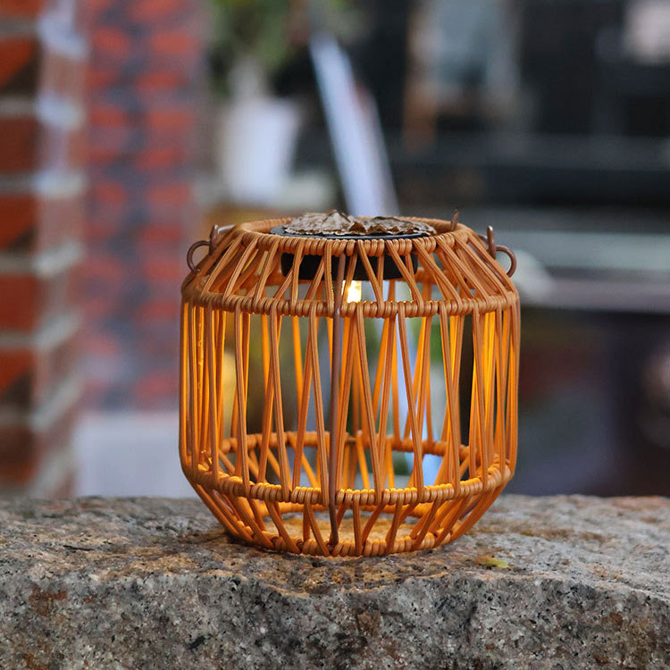 Solar Garden Hanging Light Outdoor Ambient Lantern Bamboo Wicker ...